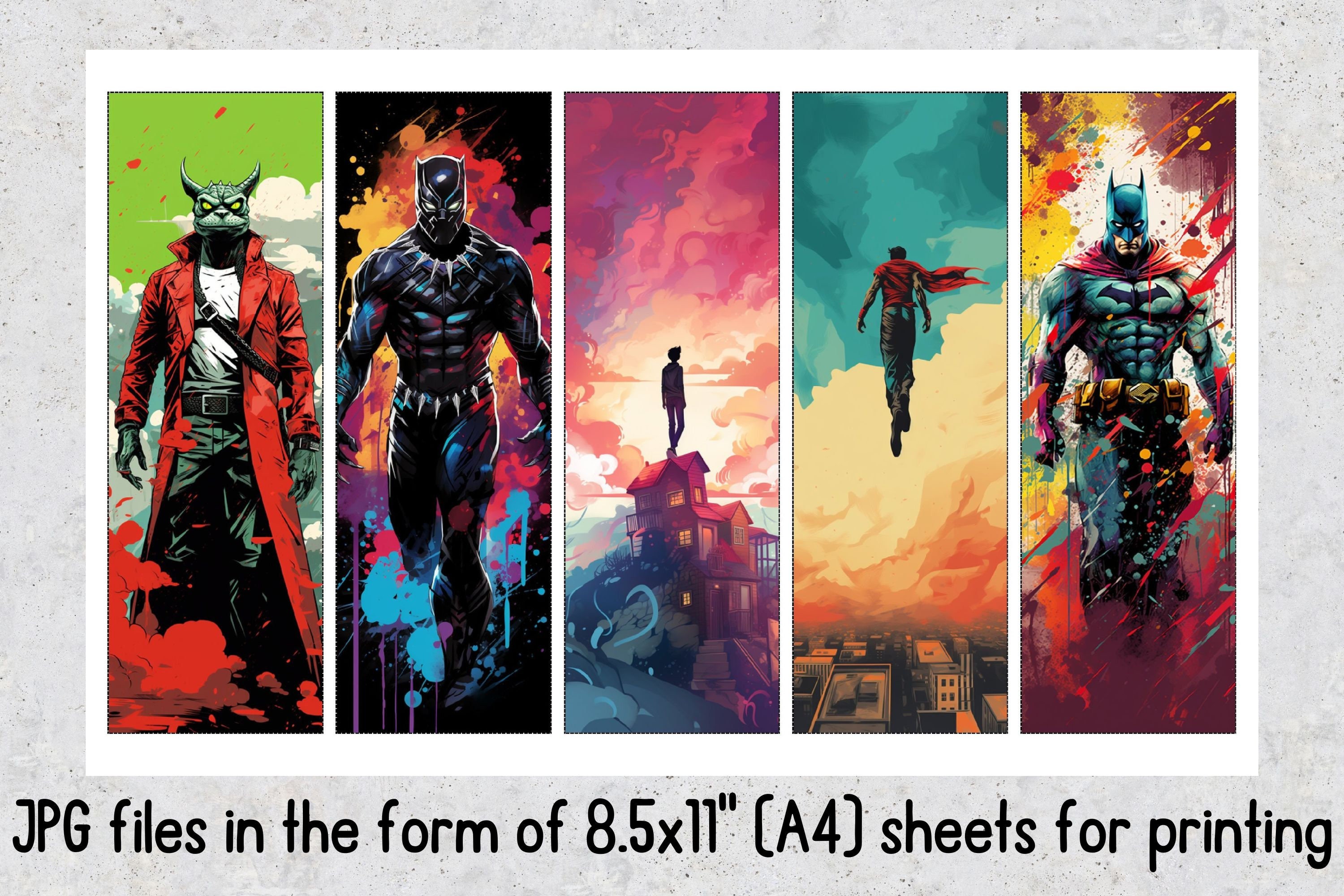 40 Superhero Printable Bookmarks, Comics Digital Download Bookmark ...