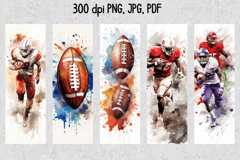 45 American Football Printable Bookmarks, Football Digital Bookmark ...