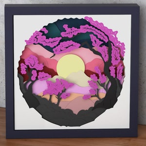 Sakura Shadow Box, SVG Layered Design for Cricut Silhouette and Other ...
