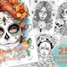 25 Sugar Skull Girls Coloring Pages, Adults Printable Grayscale ...