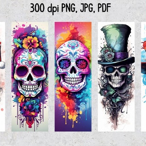 50 Skull Printable Bookmarks, Skulls Digital Download Bookmark Sheets ...