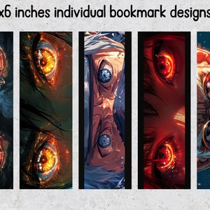 50 Anime Eye Printable Bookmarks, Anime Digital Download Bookmark ...