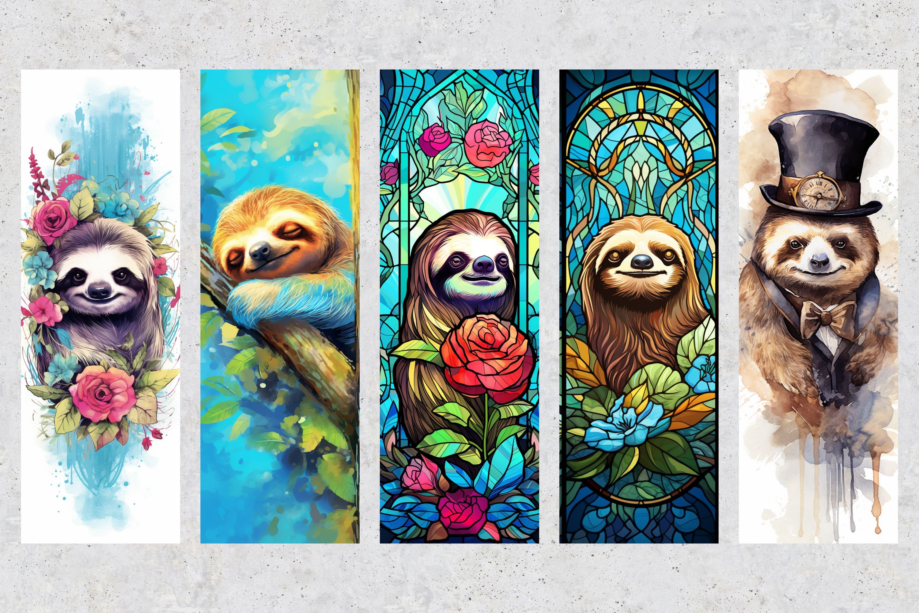 40 Cute Sloths Printable Bookmarks, Sloths Digital Download Bookmark ...