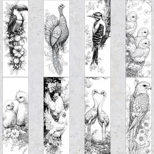 50 Printable Bookmarks for Coloring Birds, Birds Digital Download ...