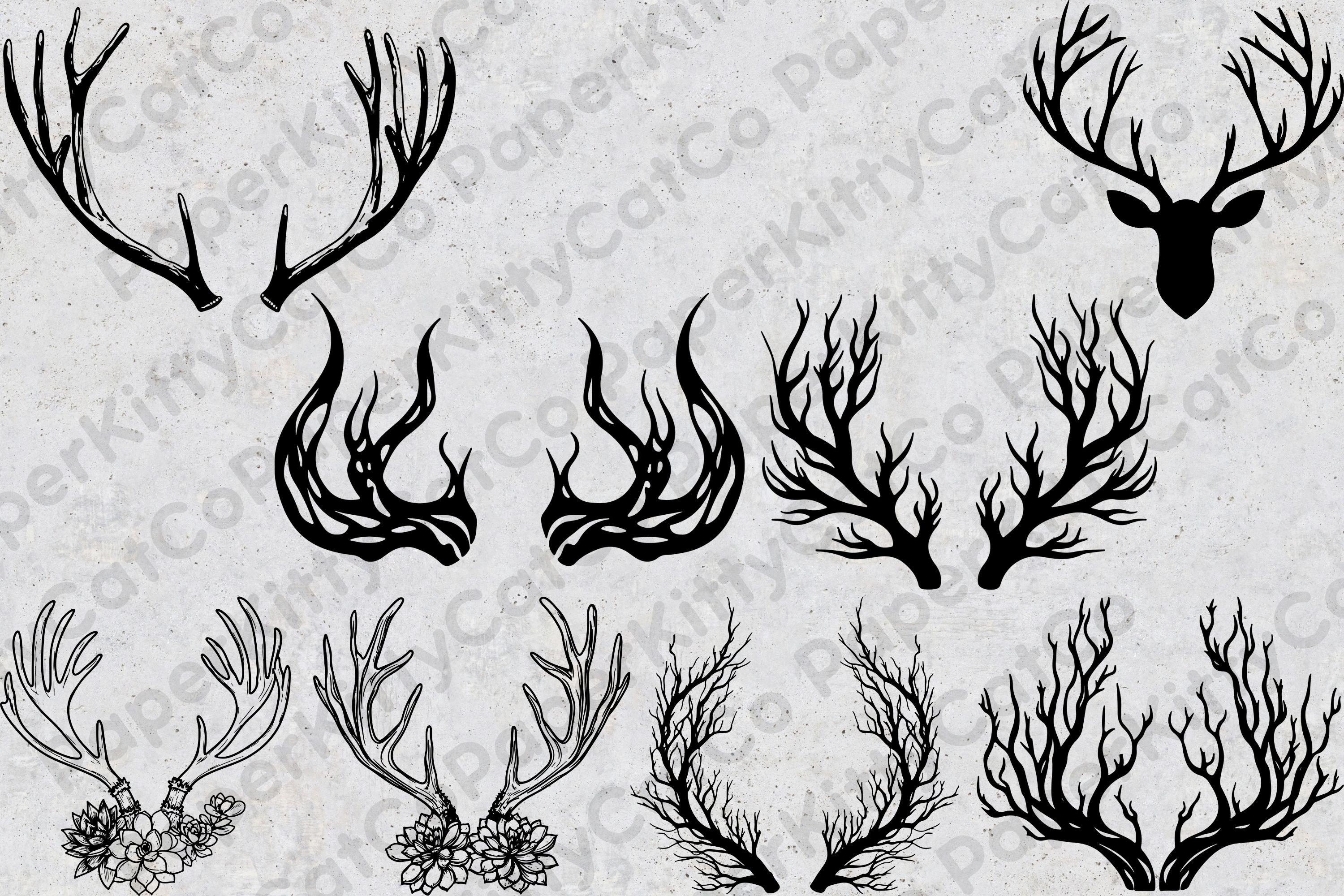 50 Horns PNG & SVG Bundle, Animal Horn SVG Silhouettes Sublimation ...