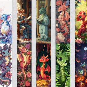 50 Baby Dragon Printable Bookmarks, Dragon Digital Download Bookmark ...