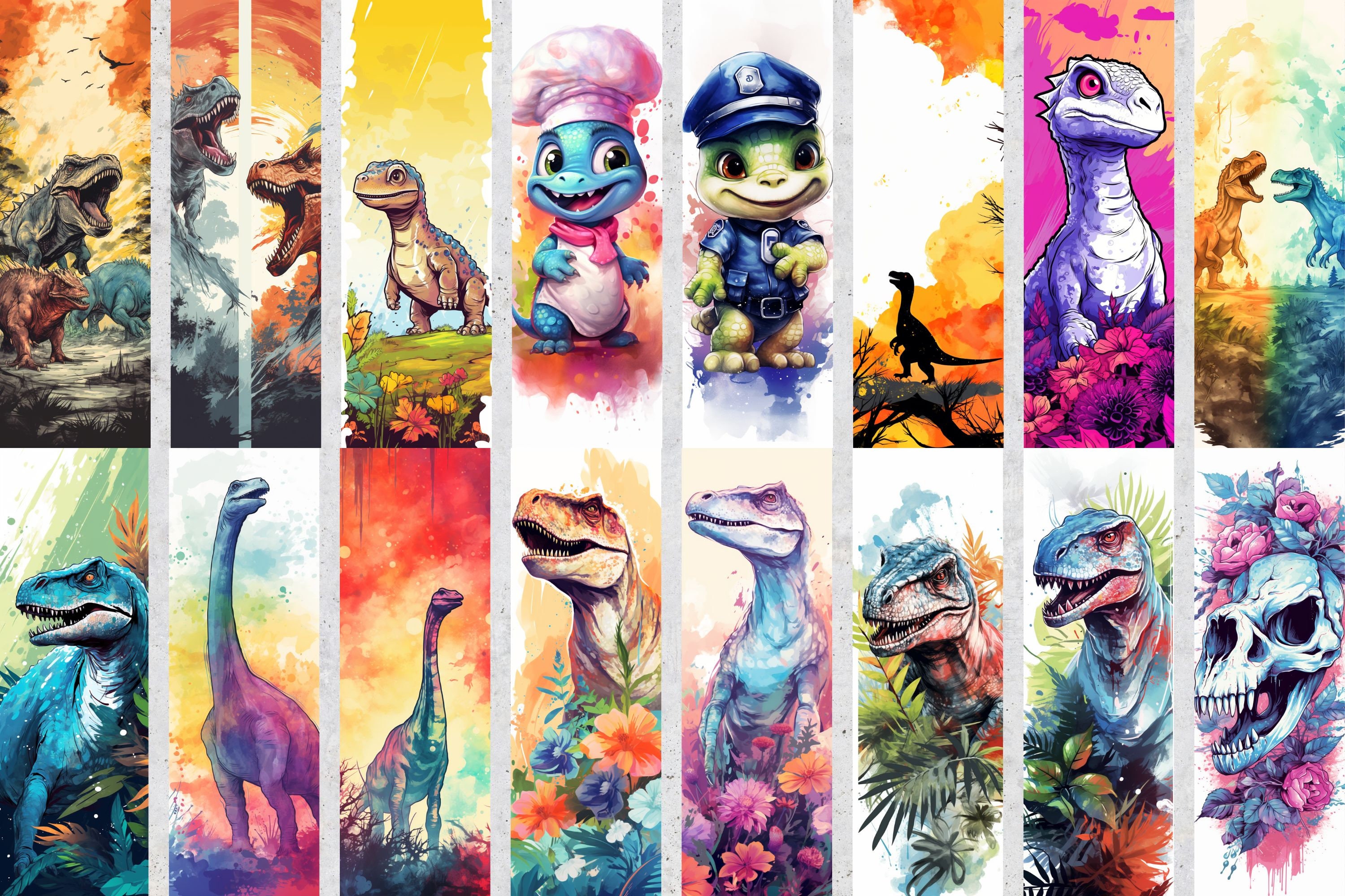 45 Dinosaurs Printable Bookmarks, Dinosaur Digital Download Bookmark ...
