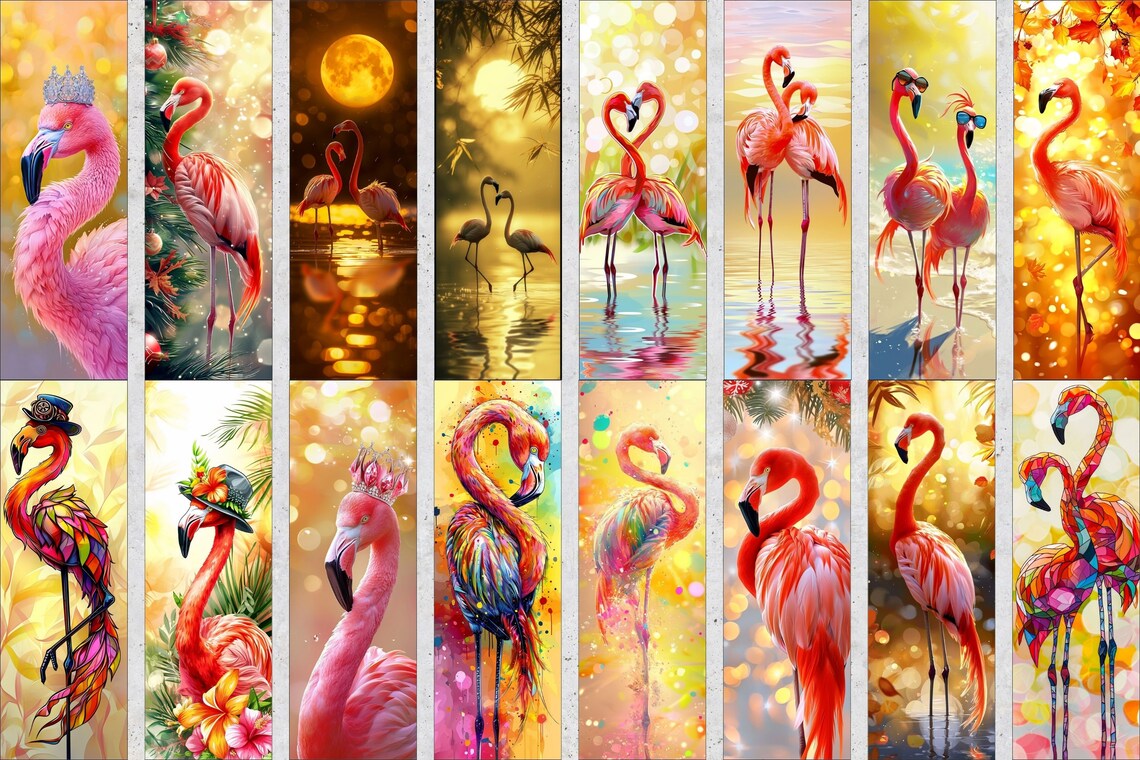 55 Flamingo Printable Bookmarks, Flamingo Digital Download Bookmark ...