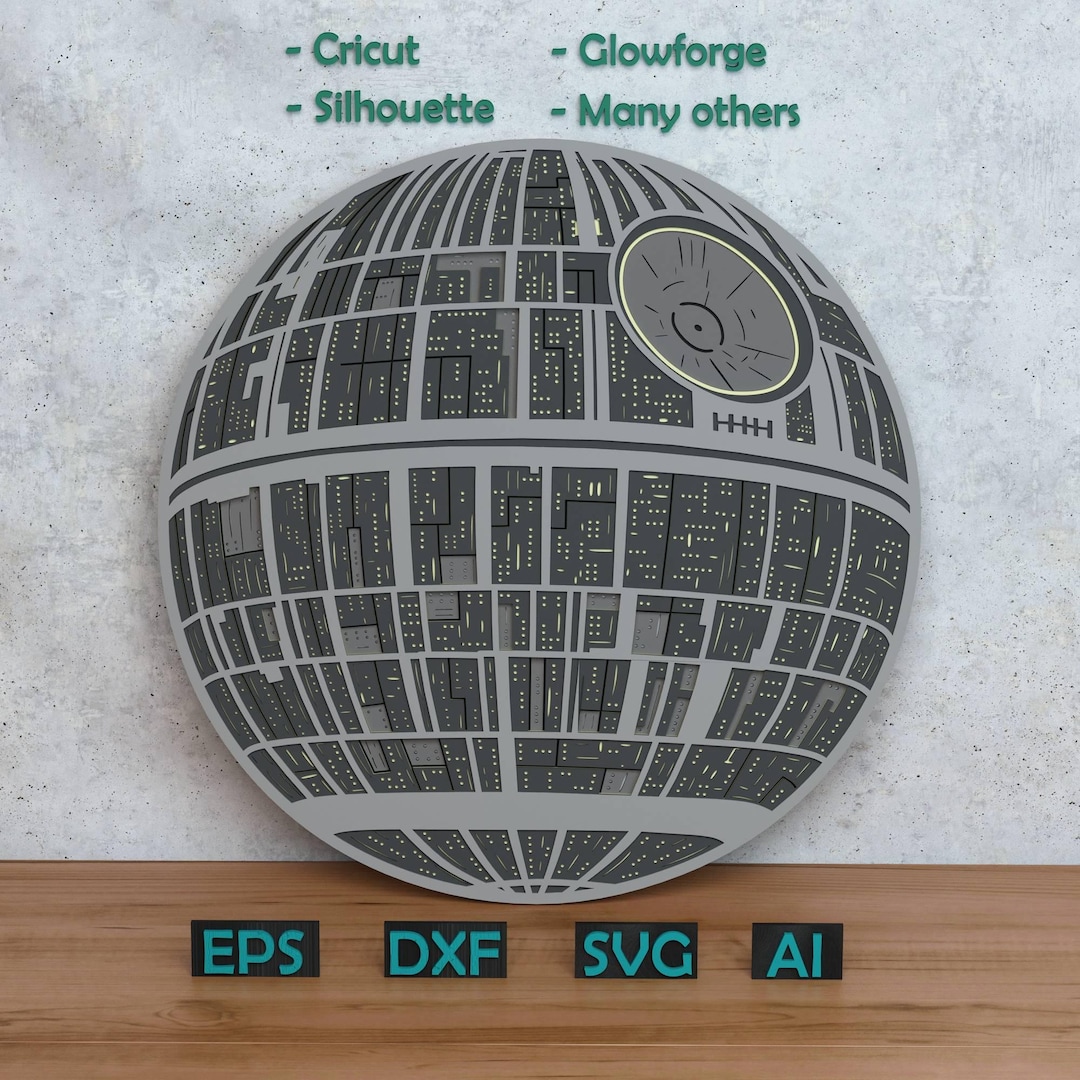 Death Star Layered Design for Laser and Paper Cutting, Star War Svg Dxf ...