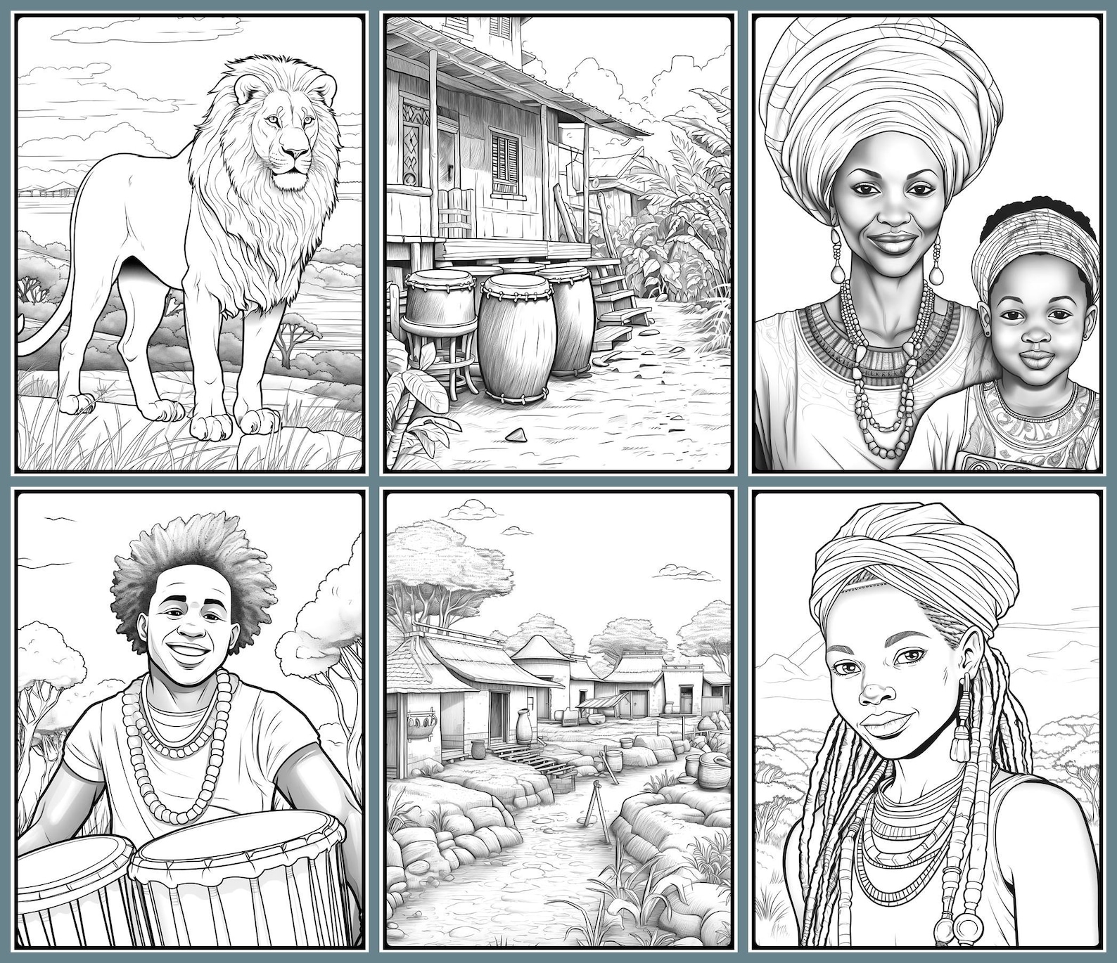 30 Africa Coloring Pages, Adults Printable Coloring Page With African ...