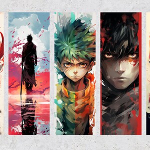 40 Anime Printable Bookmarks, Anime Digital Download Bookmark Sheets ...