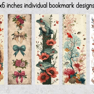 50 Vintage Printable Bookmarks, Floral Rare Digital Download Bookmark ...