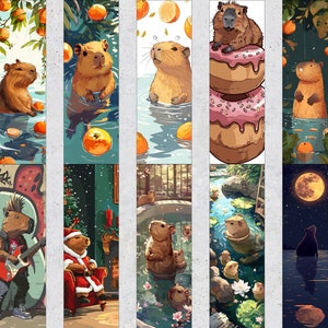 50 Capybara Printable Bookmarks, Capybara Digital Download Bookmark ...