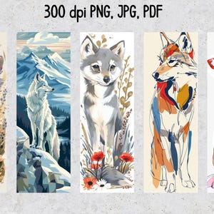 50 Wolf Printable Bookmarks, Wolf Digital Bookmark Sheets, Wolf PNG ...