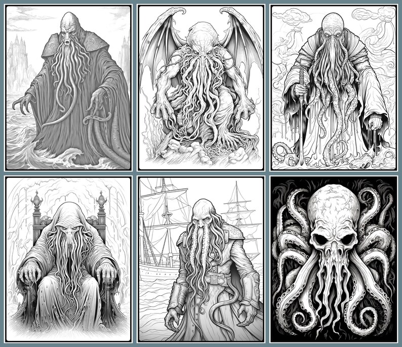 33 Cthulhu Coloring Pages, Adults Printable Coloring Page Cthulhu Arts ...