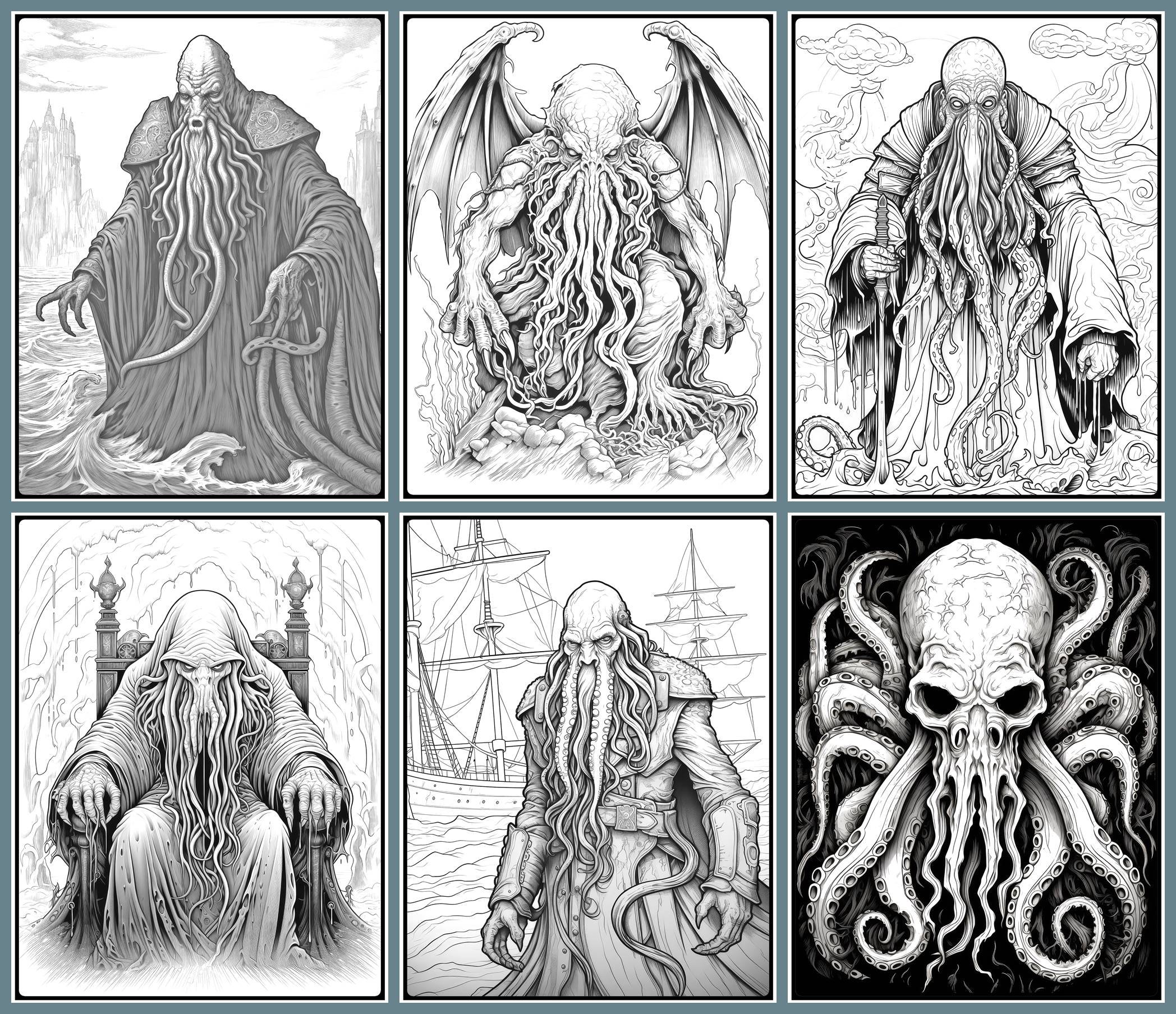 33 Cthulhu Coloring Pages, Adults Printable Coloring Page Cthulhu Arts ...