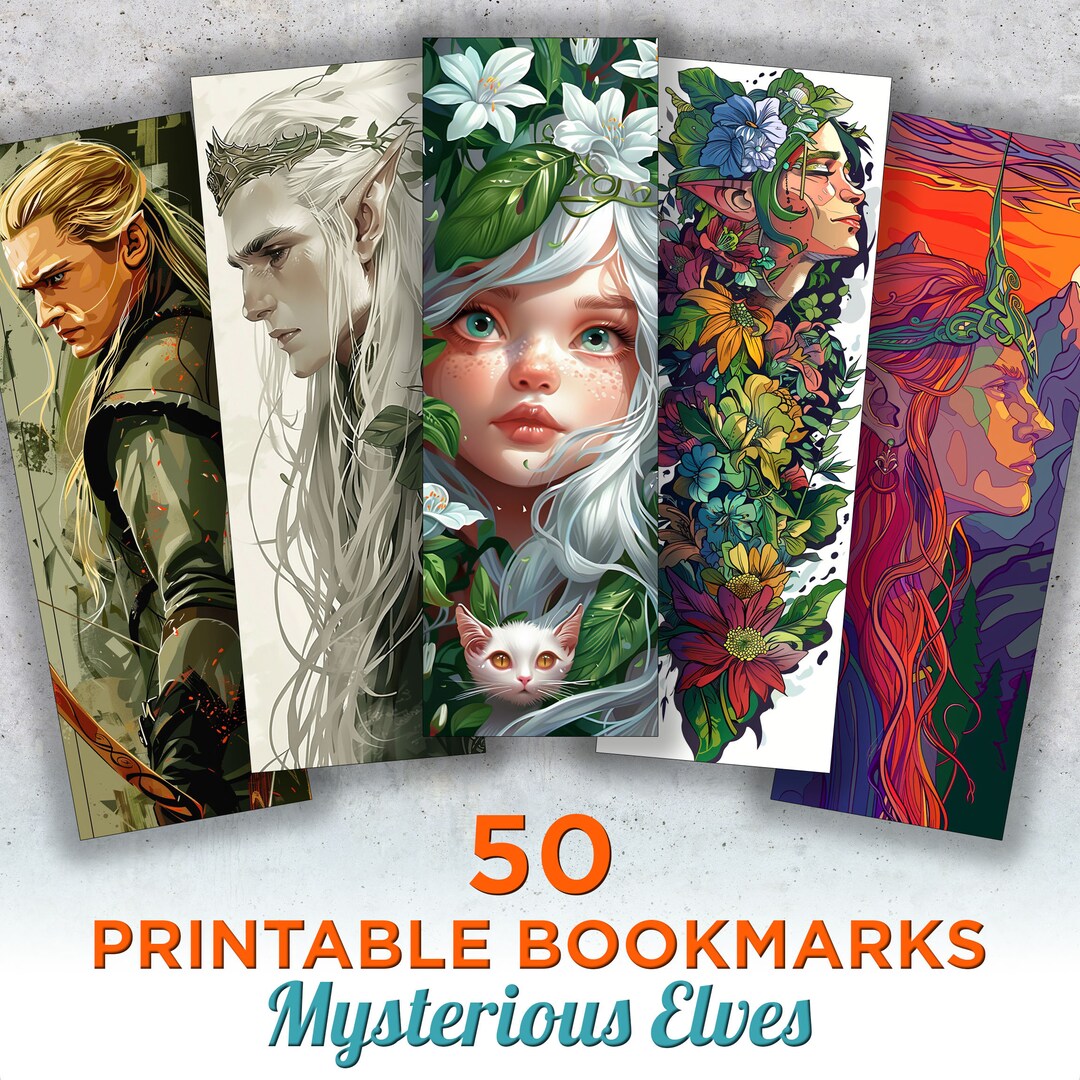 50 Mysterious Elves Printable Bookmarks, Elf Digital Download Bookmark ...