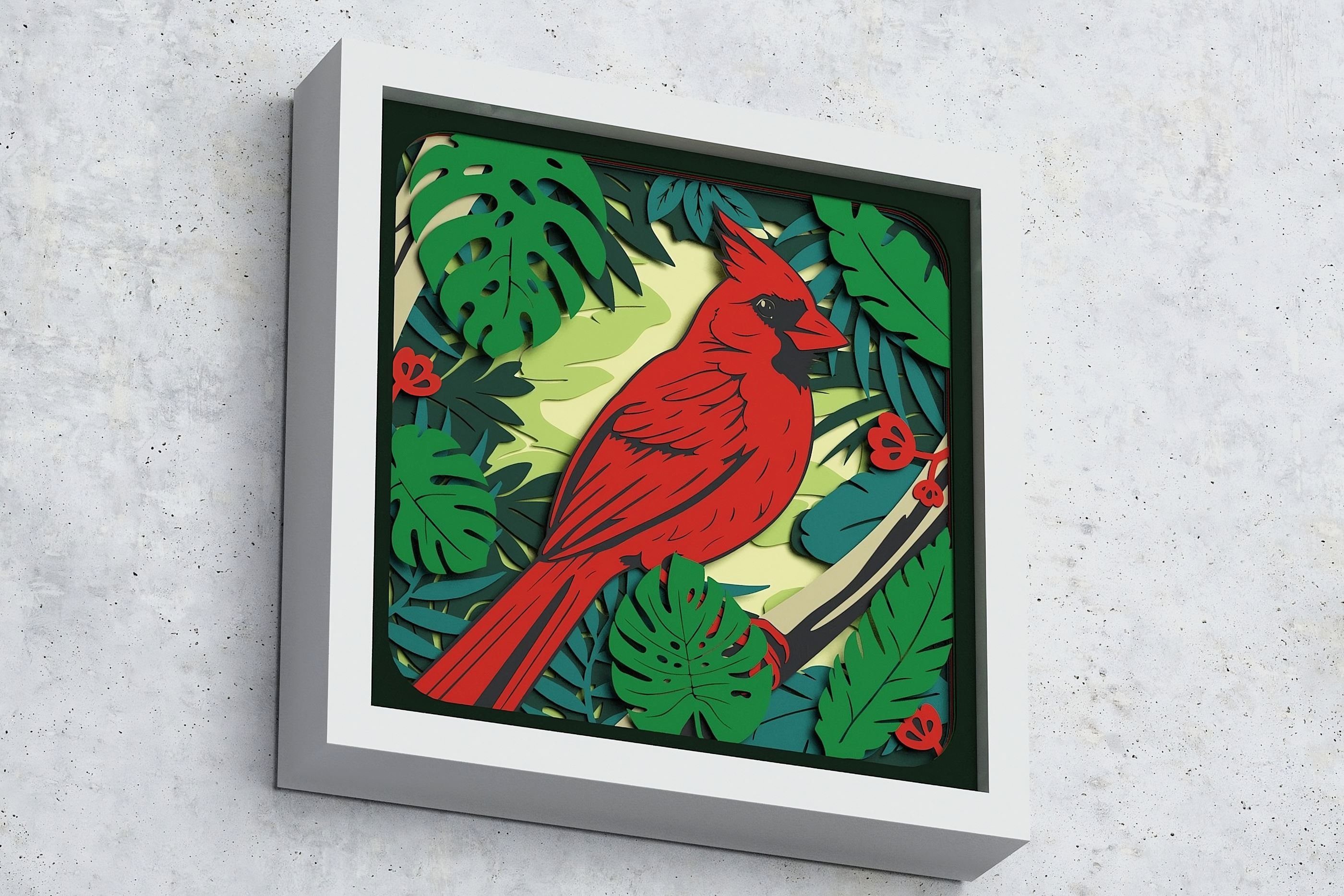 Cardinal Bird Shadow Box, Cardinal Bird SVG, Cardinal Bird Layered ...