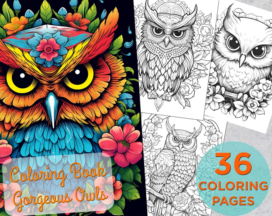 36 Gorgeous Owls Coloring Pages, Floral Owls Printable Grayscale ...