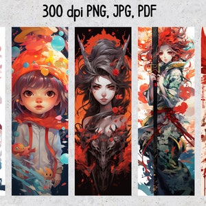 40 Anime Printable Bookmarks, Anime Digital Download Bookmark Sheets ...