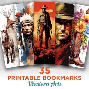 35 Western Printable Bookmarks, Wild West Digital Download Bookmark ...