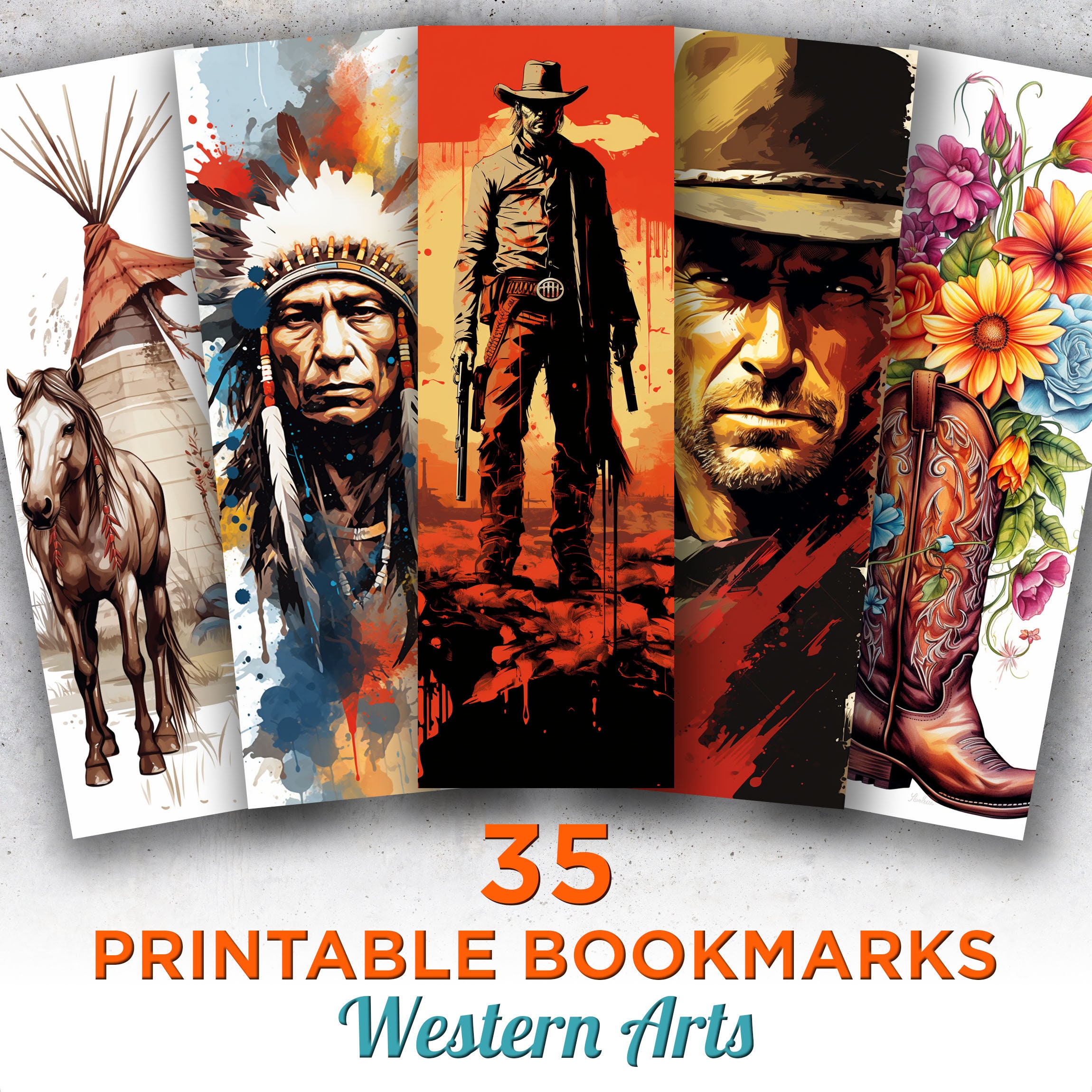 35 Western Printable Bookmarks, Wild West Digital Download Bookmark ...