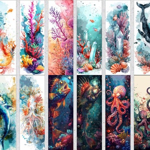 50 Sea World Printable Bookmarks, Ocean Digital Download Bookmark ...