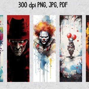 45 Horror Printable Bookmarks, Horror Digital Bookmark Sheets, Horror ...