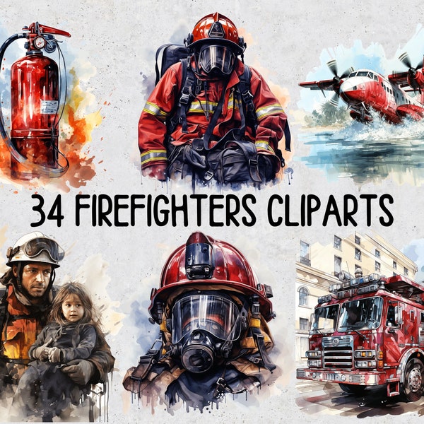 Firefighter Clipart - Etsy
