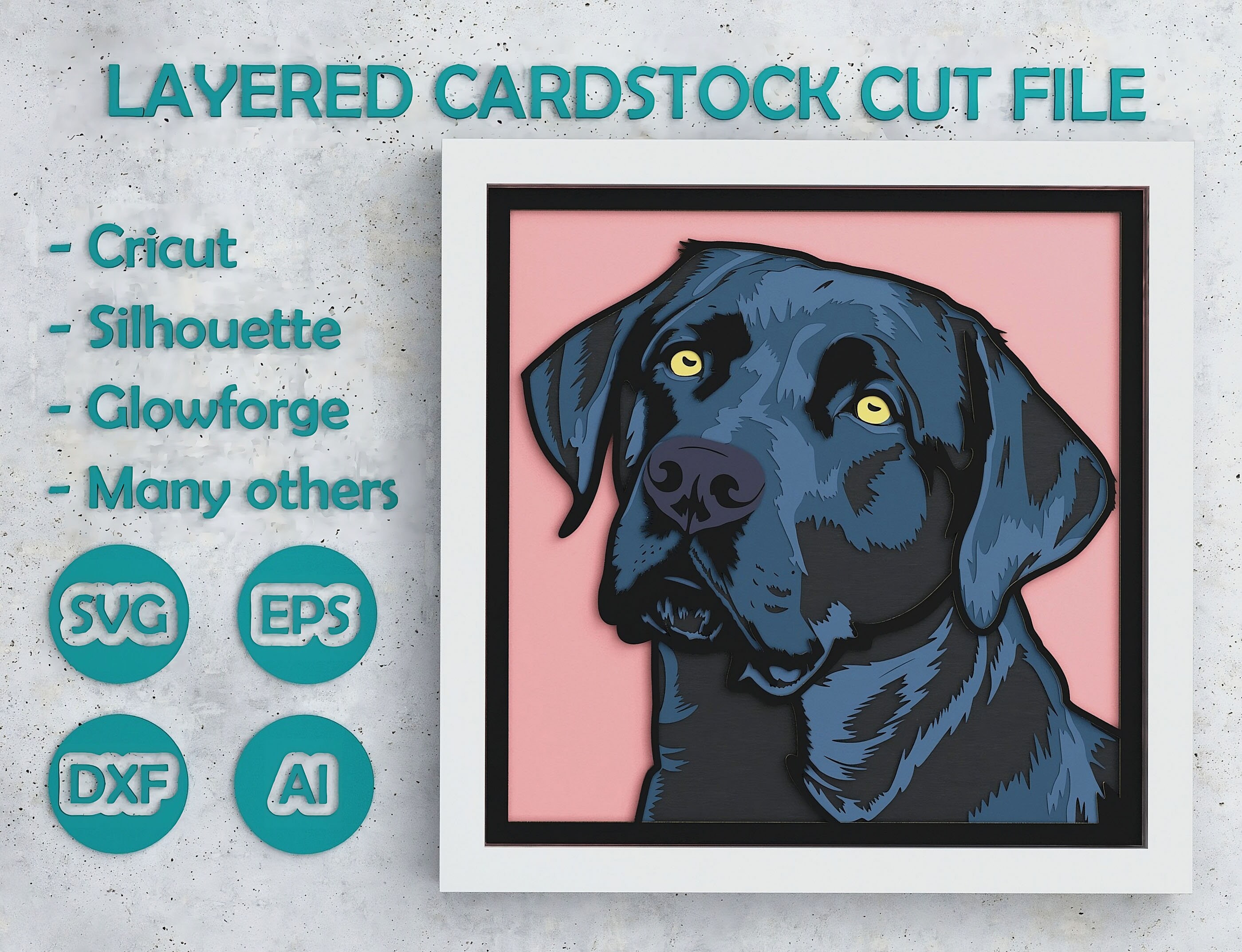 Labrador Retriever Shadow Box, SVG Layered Design for Cricut Silhouette ...