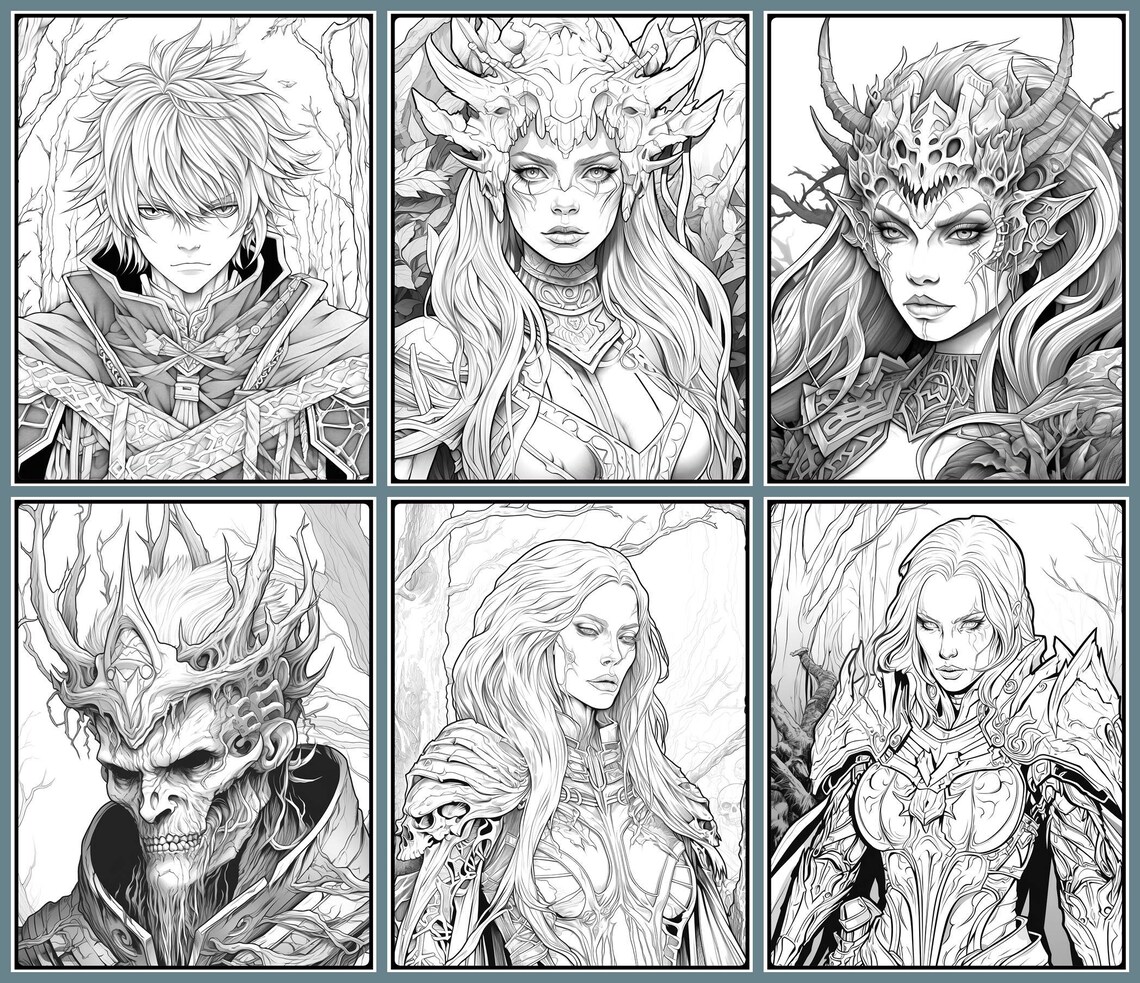 40 Necromancers Coloring Pages, Necromancer Printable Grayscale ...