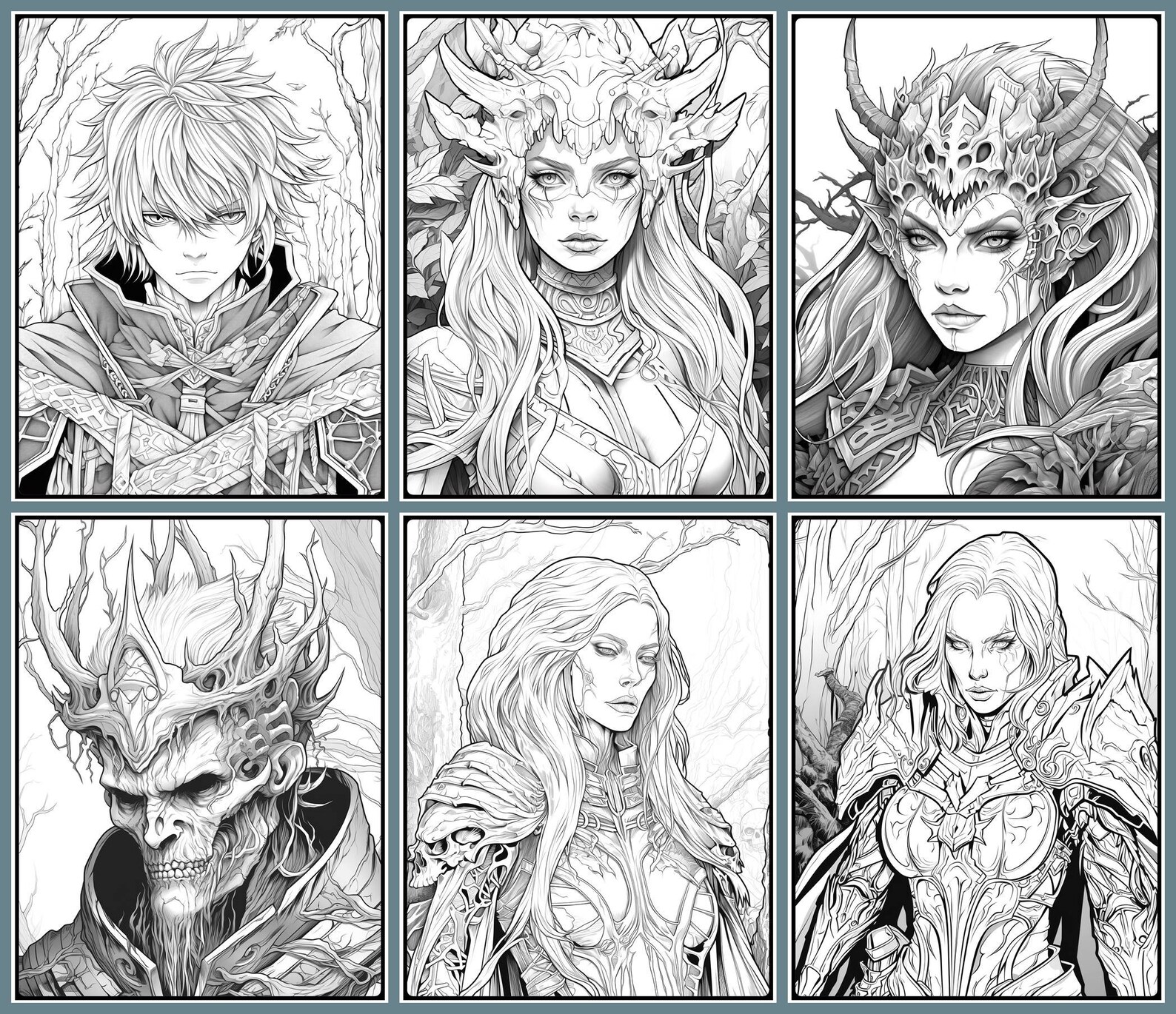 40 Necromancers Coloring Pages, Necromancer Printable Grayscale ...