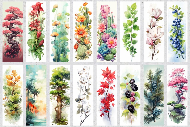 50 Botanical Printable Bookmarks, Botanical Digital Download Bookmark ...