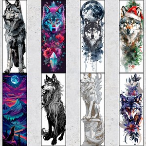 50 Wolf Printable Bookmarks, Wolf Digital Bookmark Sheets, Wolf PNG ...