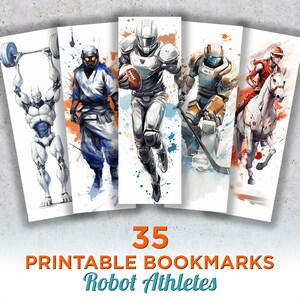35 Robot Athletes Printable Bookmarks, Robot Digital Bookmark Sheets ...