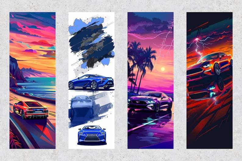 50 Sport Car Printable Bookmarks, Sport Car Digital Download Bookmark ...