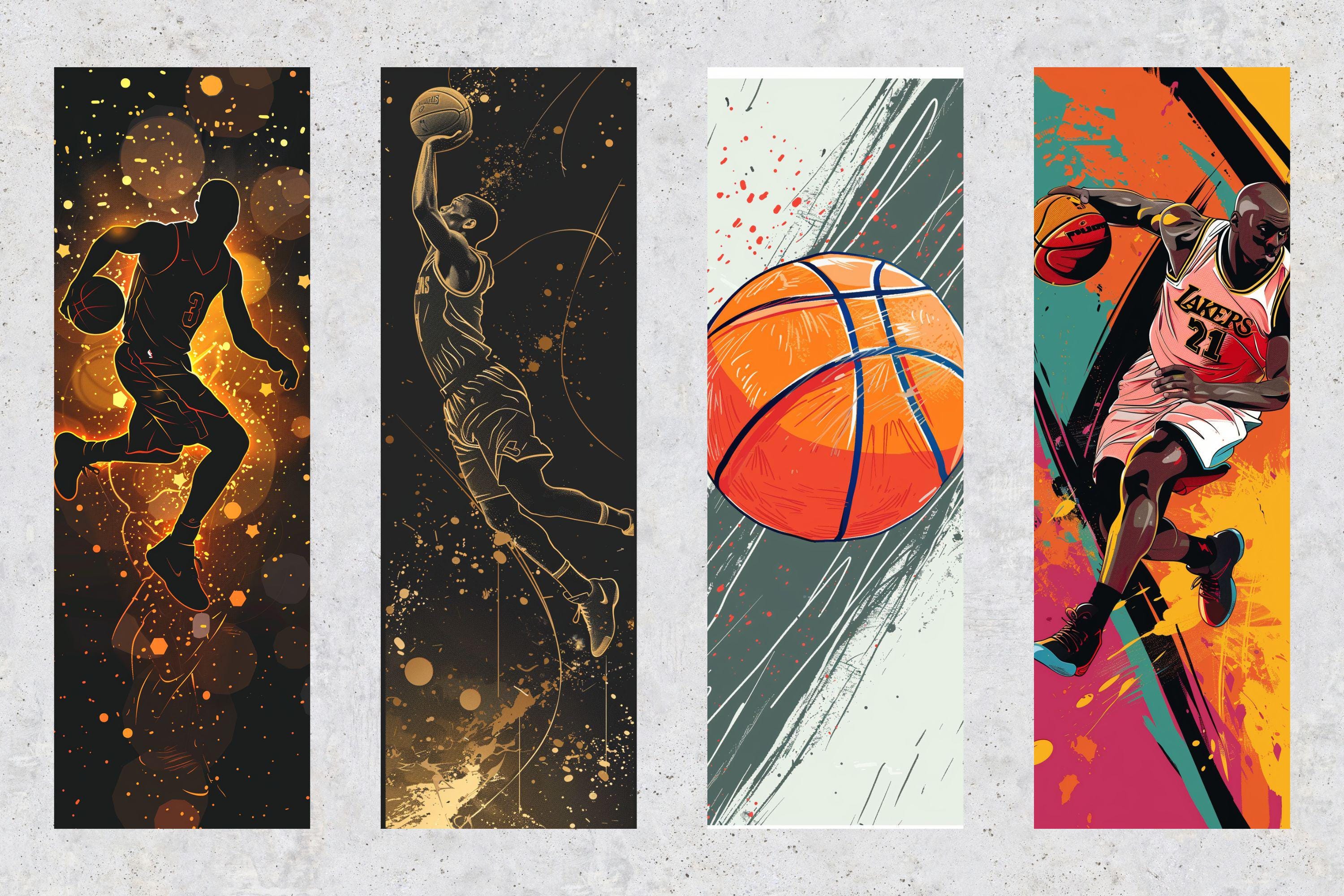 50 Basketball Printable Bookmarks, Basketball Digital Bookmark Sheets ...