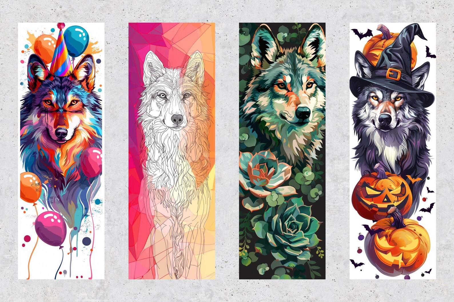 50 Wolf Printable Bookmarks, Wolf Digital Bookmark Sheets, Wolf PNG ...