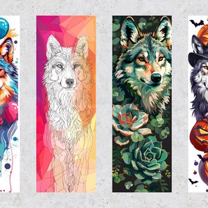 50 Wolf Printable Bookmarks, Wolf Digital Bookmark Sheets, Wolf PNG ...