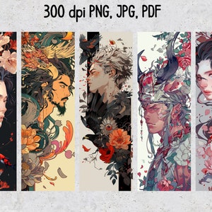 50 Anime Hero Printable Bookmarks, Anime Arts Digital Bookmark Sheets ...