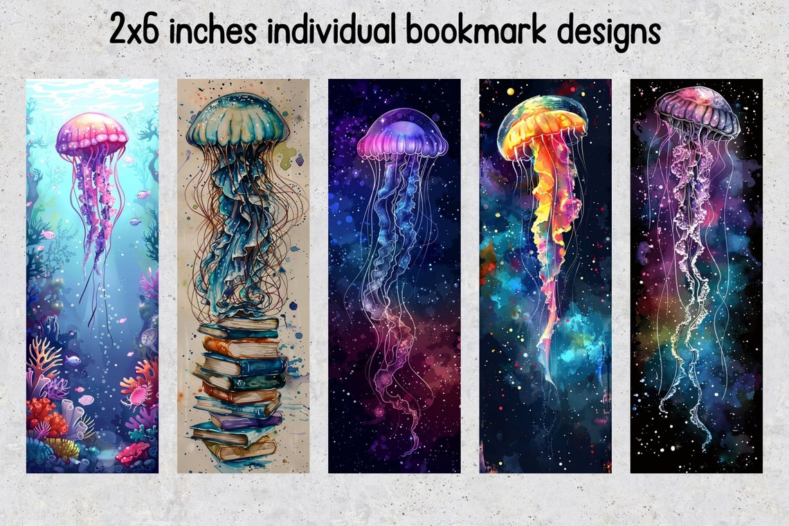 50 Jellyfish Printable Bookmarks, Ocean Digital Download Bookmark ...