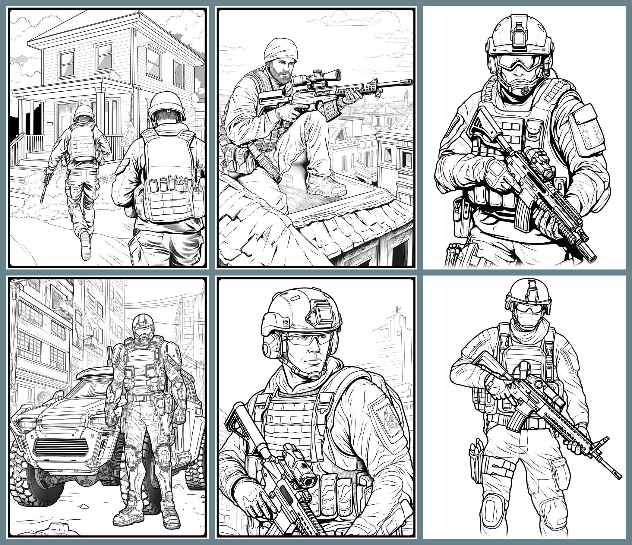 36 SWAT Coloring Pages, Adults Printable Army Forces Coloring Book ...