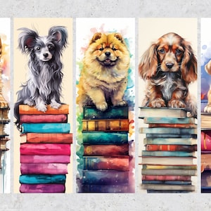 30 Cute Dogs Printable Bookmarks, Dogs Digital Download Bookmark Sheets ...