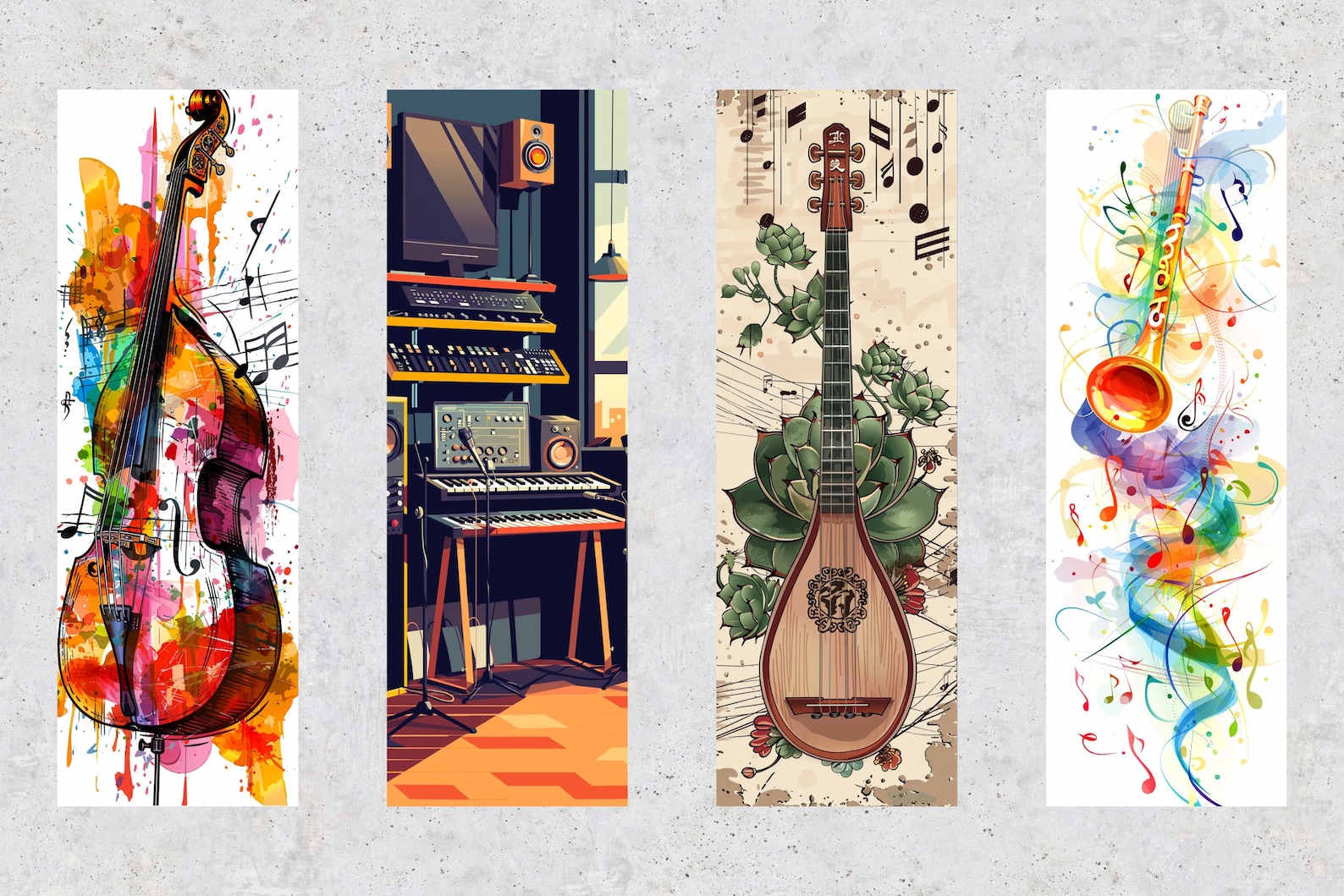 50 Musical Printable Bookmarks, Instruments Digital Download Bookmark ...