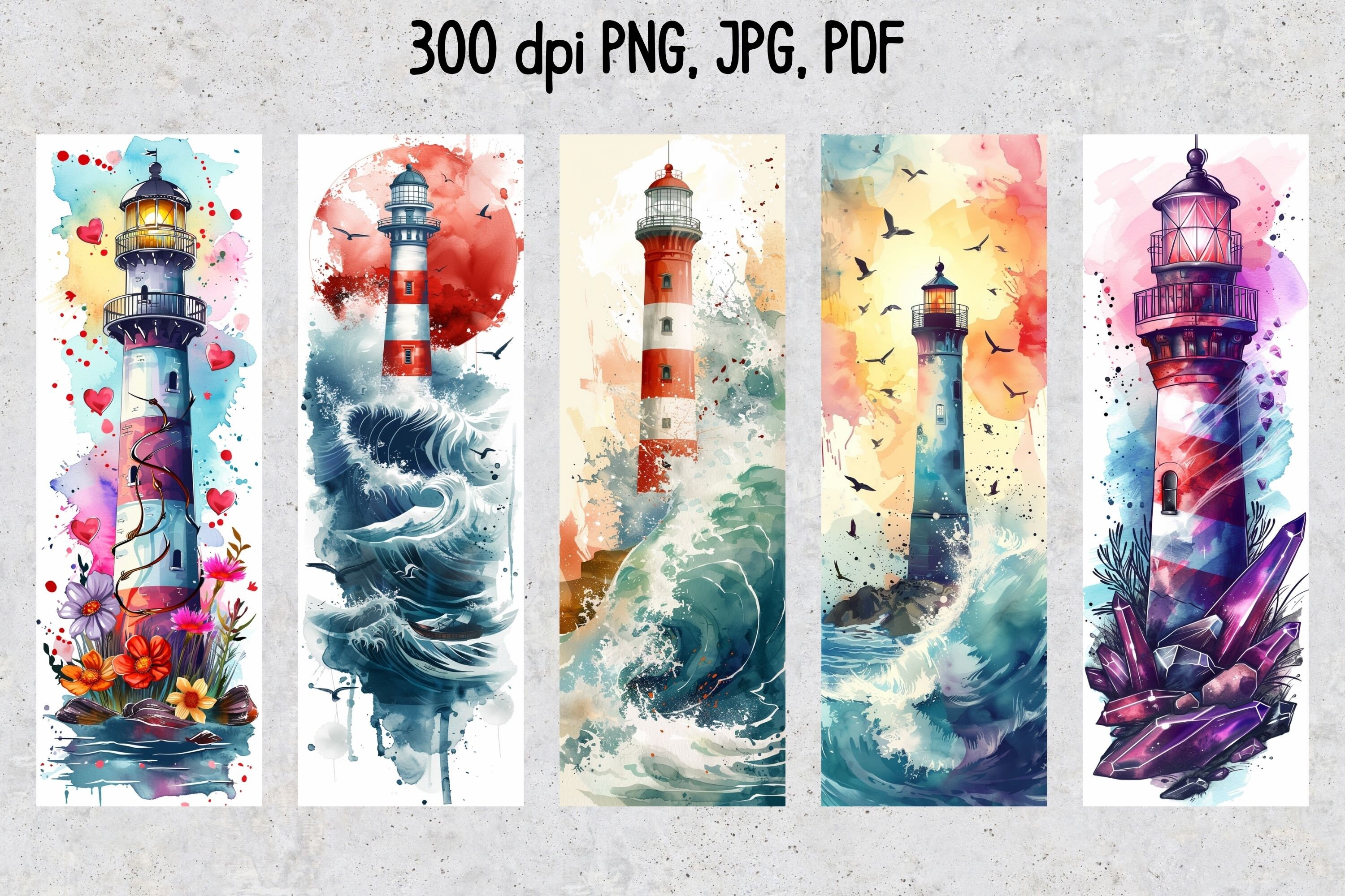 55 Lighthouse Printable Bookmarks, Ocean Digital Download Bookmark ...