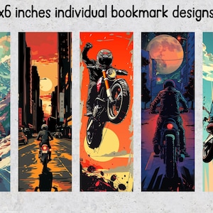 50 Motorbike Printable Bookmarks, Motorcycle Digital Download Bookmark ...