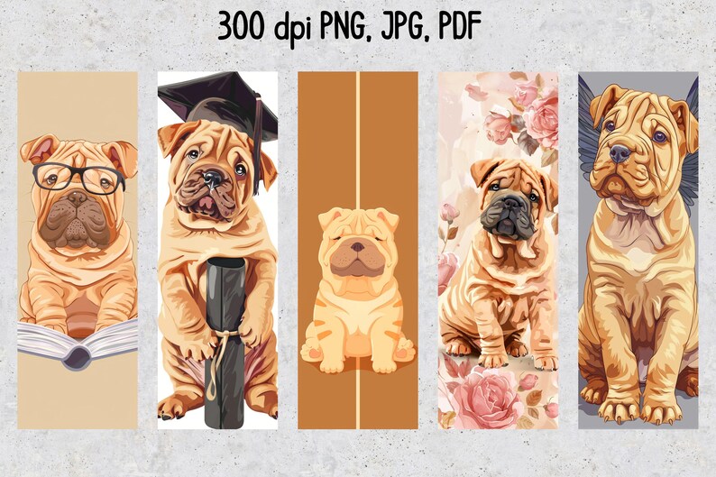 50 Shar Pei Printable Bookmarks, Shar Pei Digital Bookmark Sheets, Shar ...