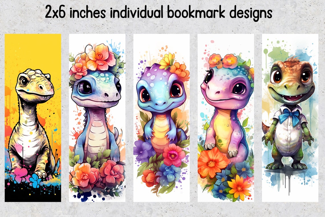 45 Dinosaurs Printable Bookmarks, Dinosaur Digital Download Bookmark ...