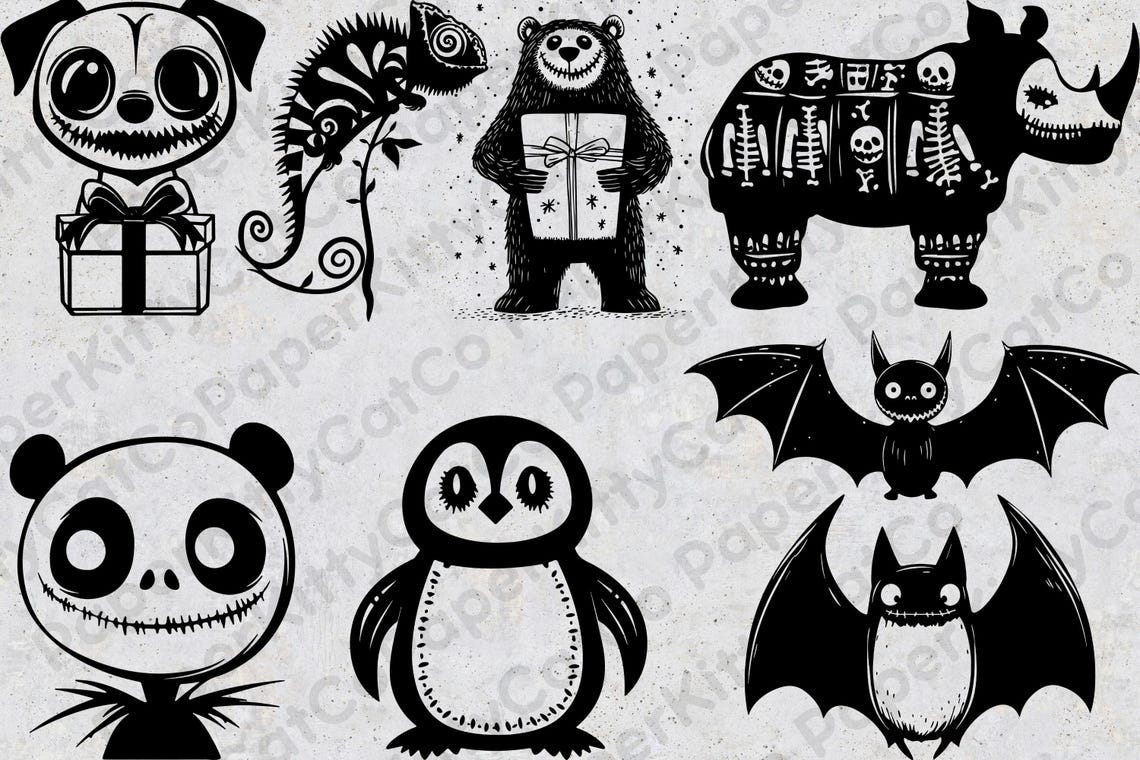 50 Nightmare Animals PNG & SVG Bundle, SVG Silhouettes Sublimation, Fun ...