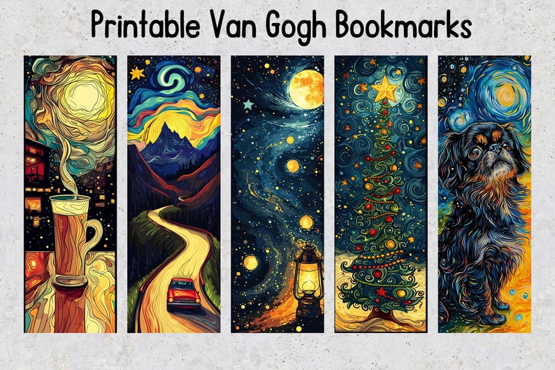 45 Van Gogh Style Printable Bookmarks, Van Gogh Art Digital Bookmark ...